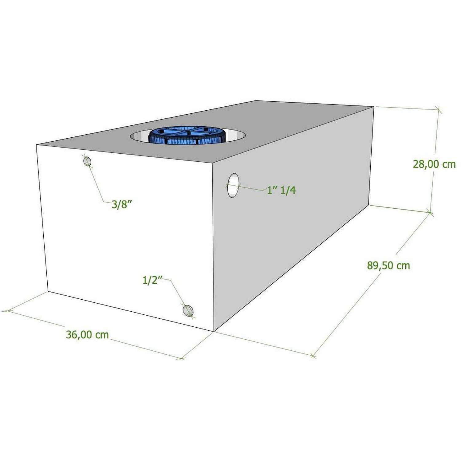 Watertank 90 liter 90 x 36 x 28 cm wit